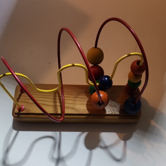 Toys | Vintage Vibrant Wooden Bead Maze Bead Roller Coaster | Poshmark